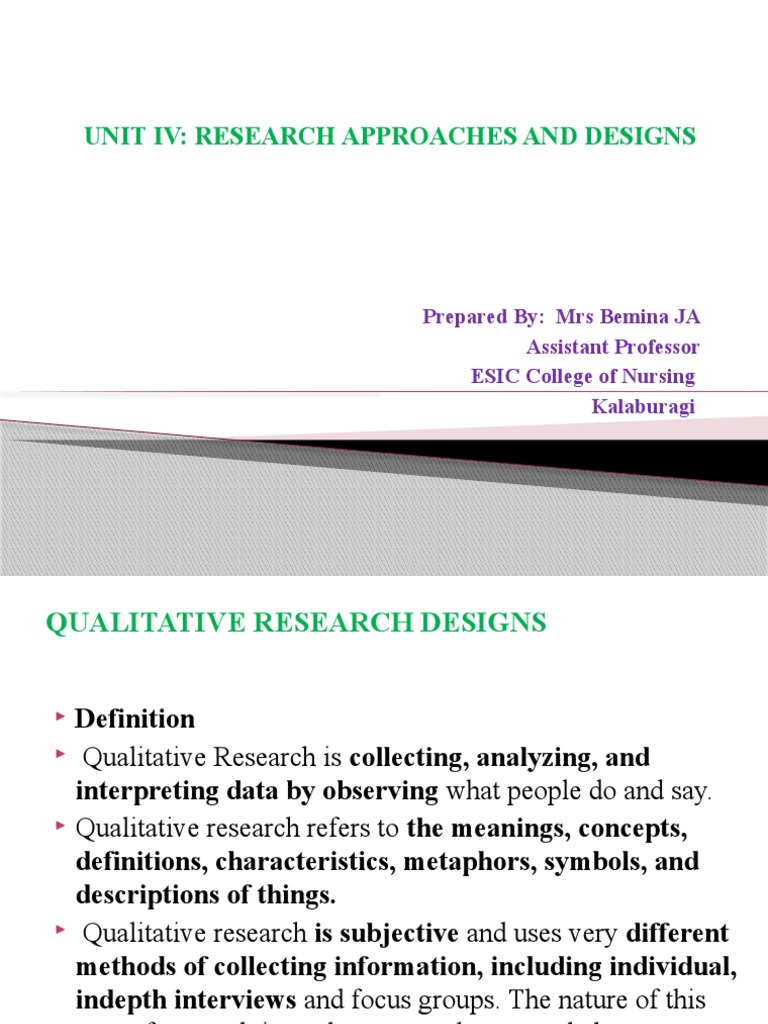 Unit 4 Qualitative Research PDF Qualitative Research Ethnography
