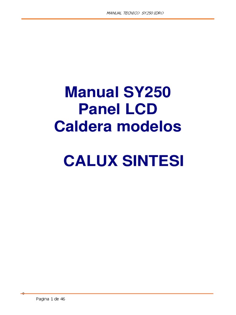 Manual SY250 Panel LCD Caldera Modelos CALUX SINTESI | PDF | Termostato ...