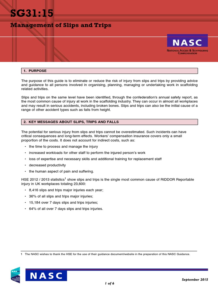 SG31 - 15 Management of Slips and Trips | PDF | Risk | Risk Assessment