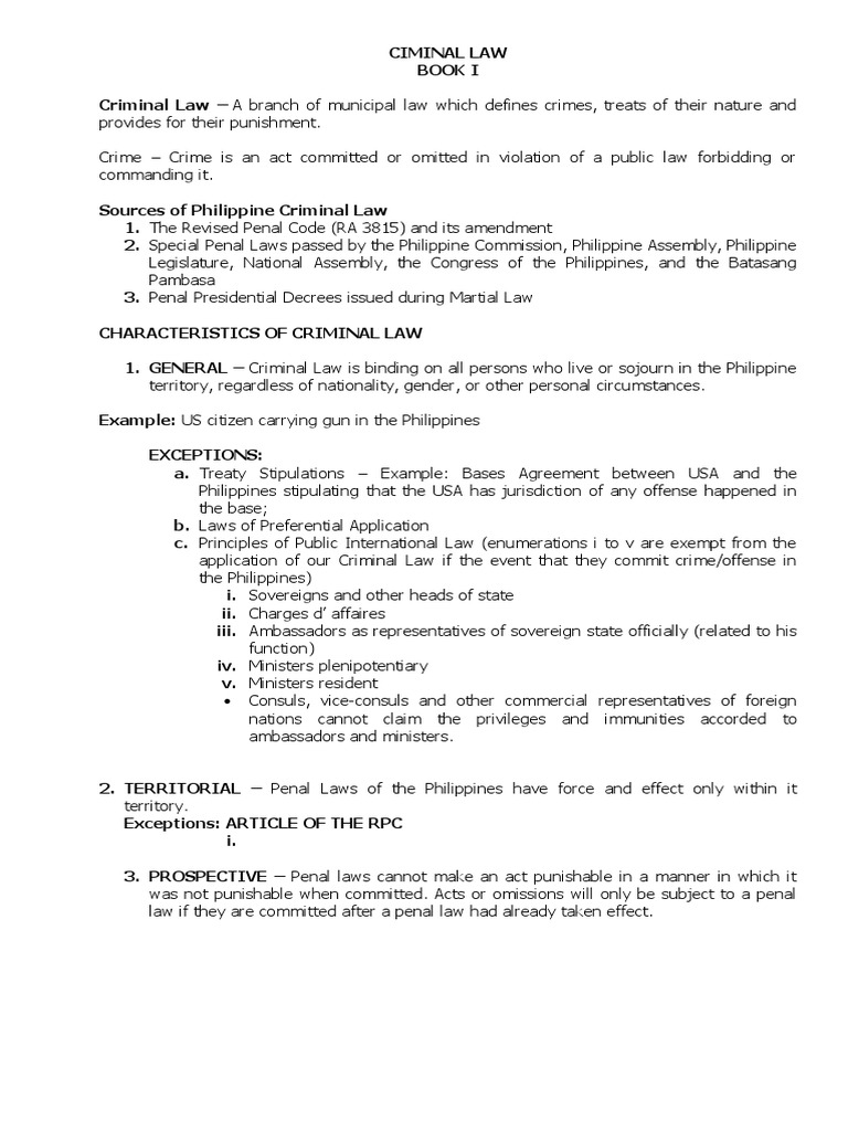 Criminal-Law-Book 1 NOTES | PDF | Mens Rea | Crimes