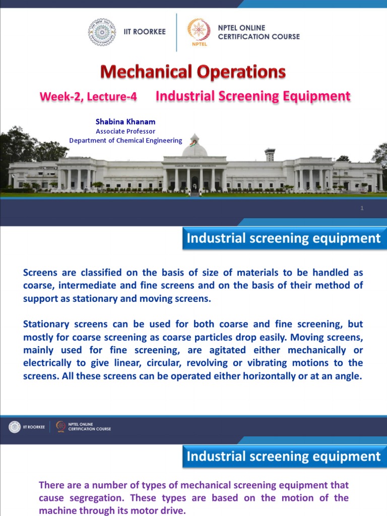 Industrial Screening Equipment Overview | PDF | Mechanics | Mechanical ...