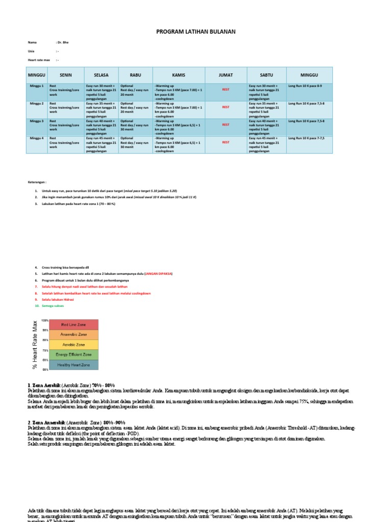 Program Latihan Lari Bulanan Dr. Bhe | PDF