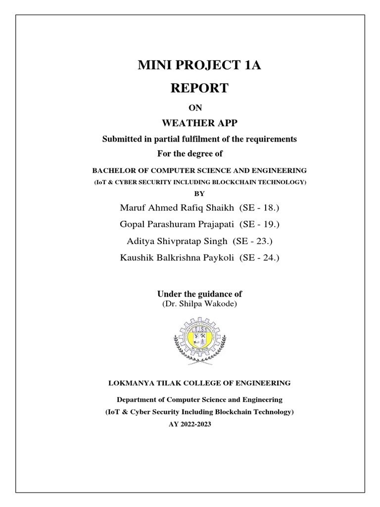 Mini Project 1-A Report | PDF | Weather Forecasting | Html