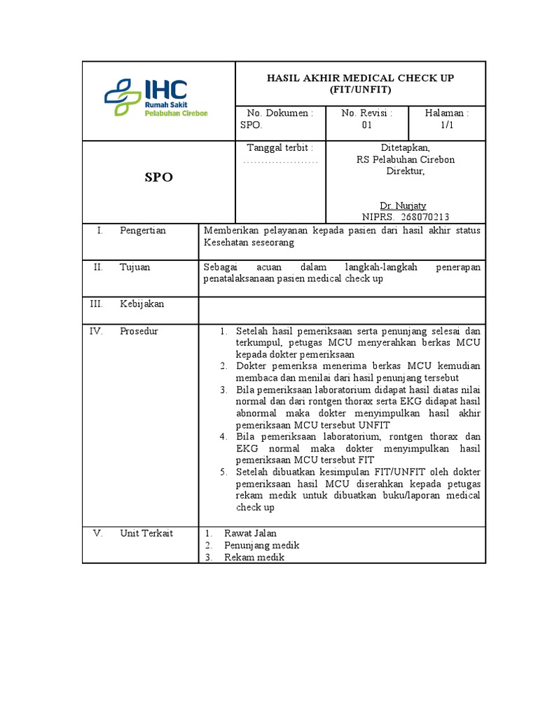 Spo HASIL AKHIR MEDICAL CHECK UP | PDF