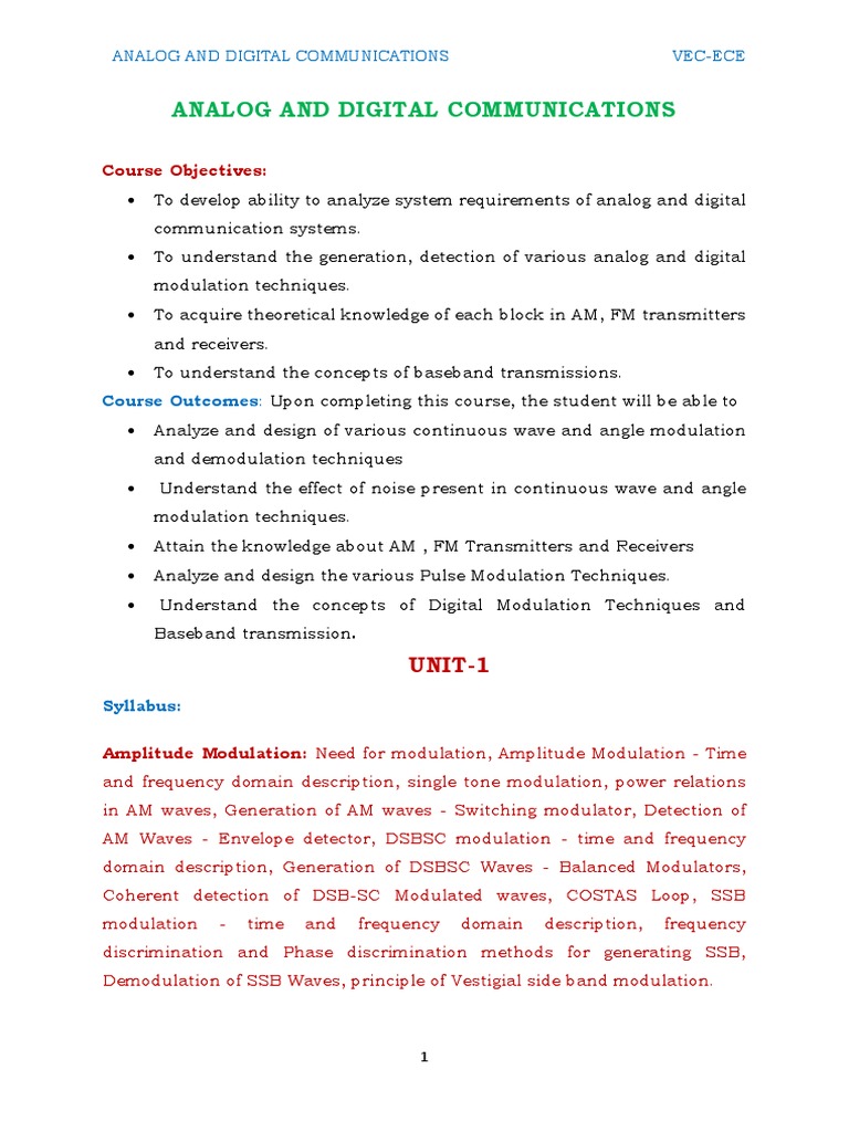 Adc Unit 1 Material PDF | PDF | Modulation | Telecommunications