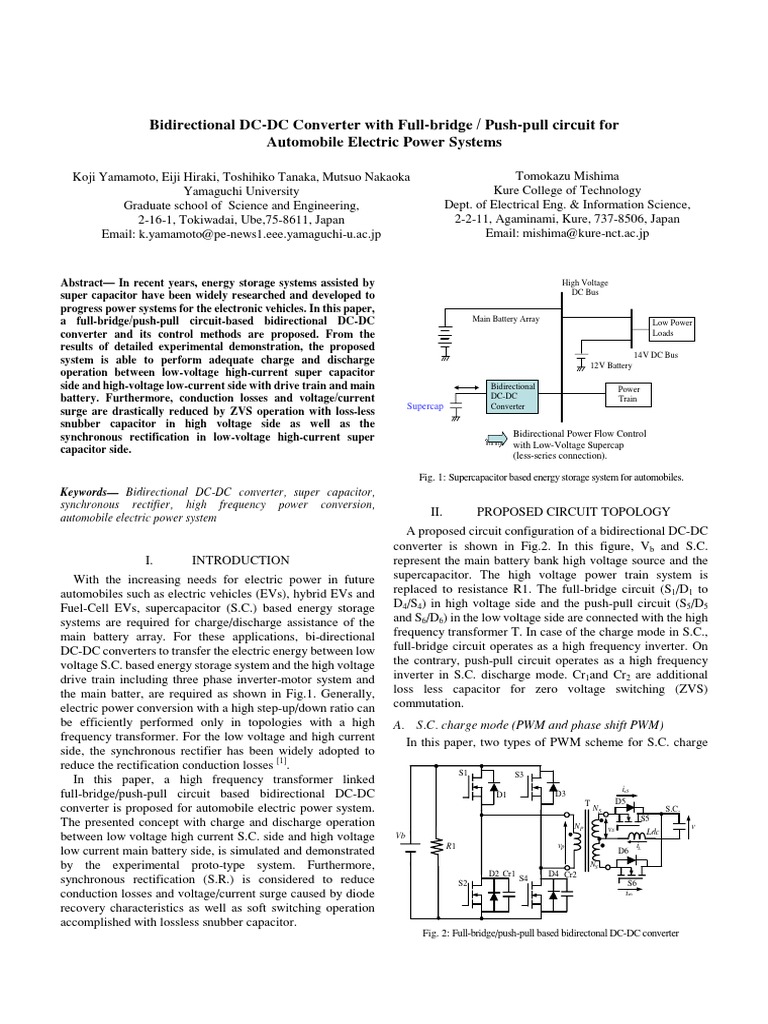 Bidirectional DC DC Converter With Full Bridge Push Pull Circuit For ...