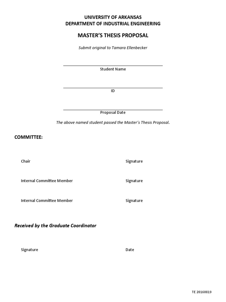 Sample Master Thesis Proposal | PDF
