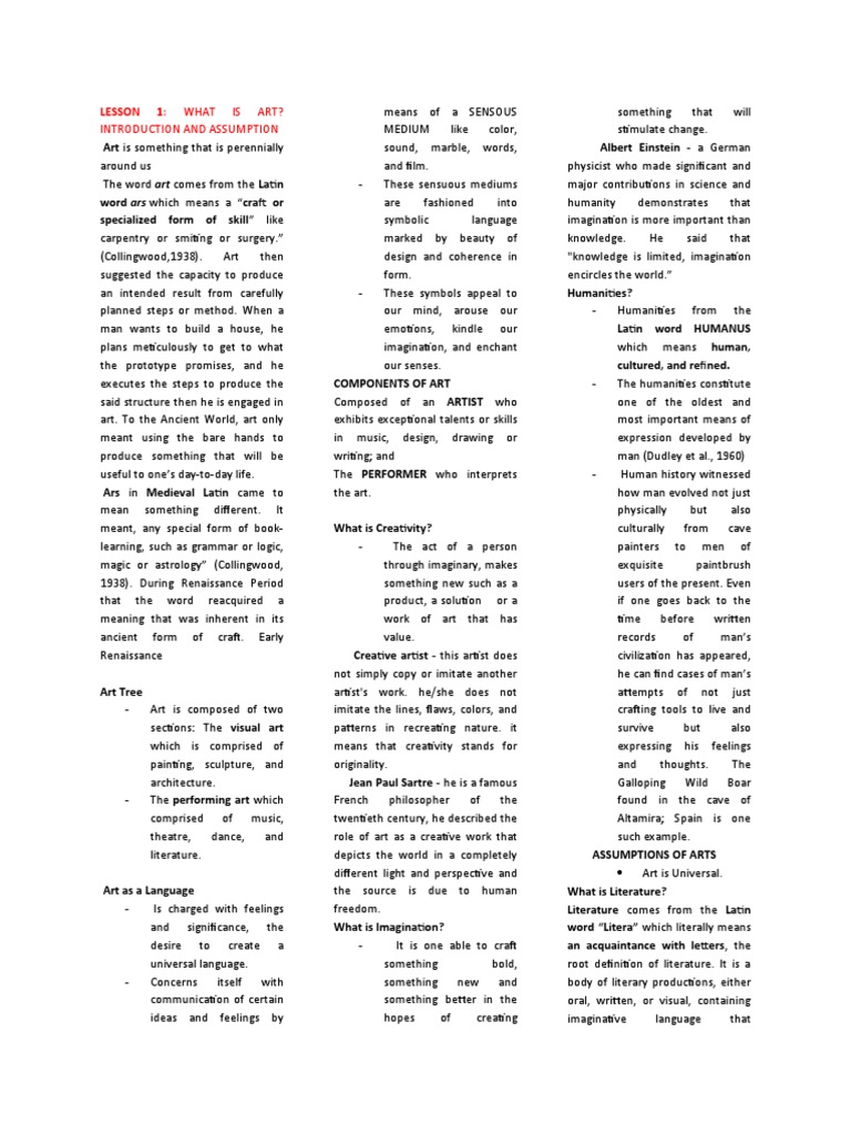 Lesson 1 6 Art Appreciation | PDF | Composition (Visual Arts) | The Arts