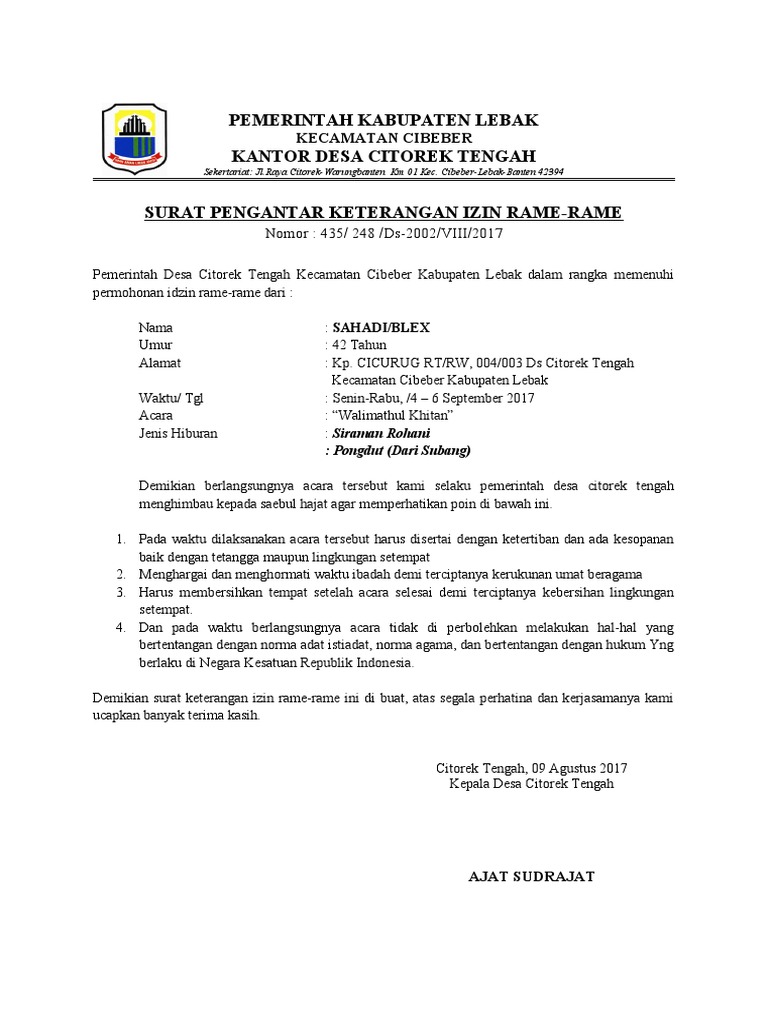 Surat Izin Rame-Rame | PDF