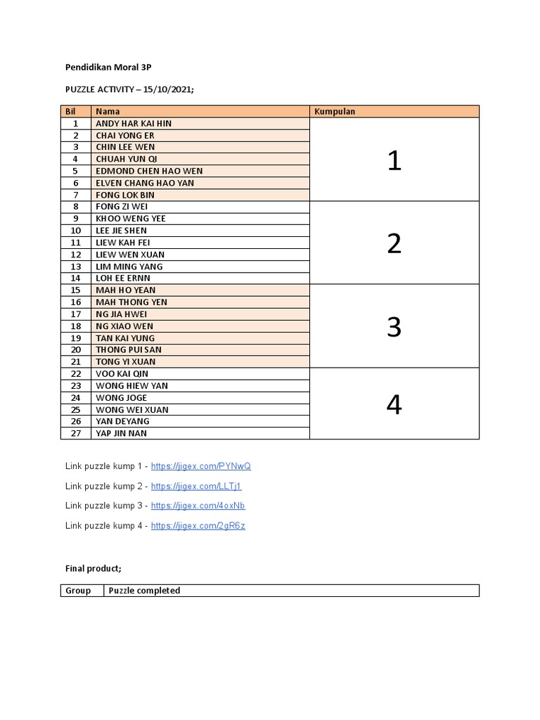 PM 3P - Puzzle Activity | PDF | Wellness