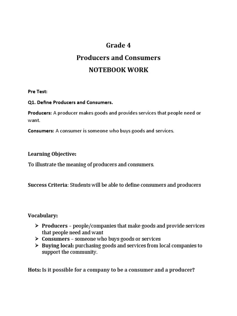 Grade 4 Producers and Consumers | PDF | Supermarket