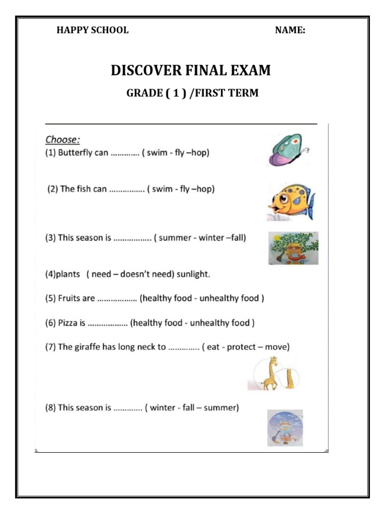 FINAL EXAM GRADE 1 | PDF