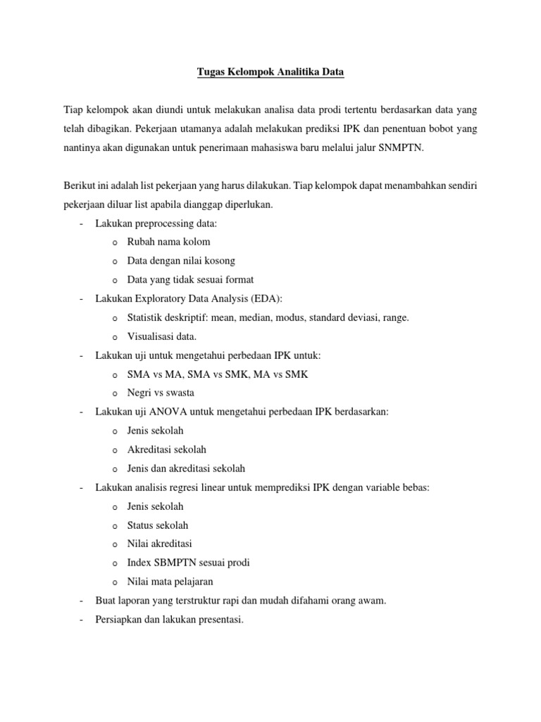 Tugas Kelompok Analitika Data Kelas C | PDF