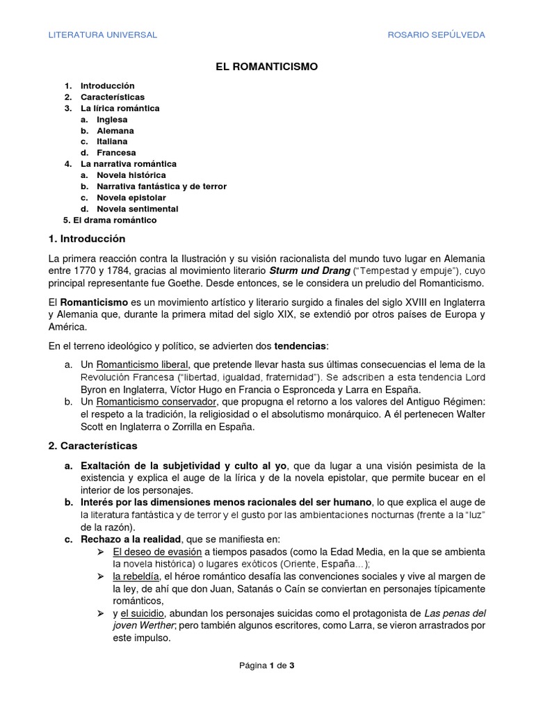Apuntes Romanticismo | PDF | Romanticismo | Novelas