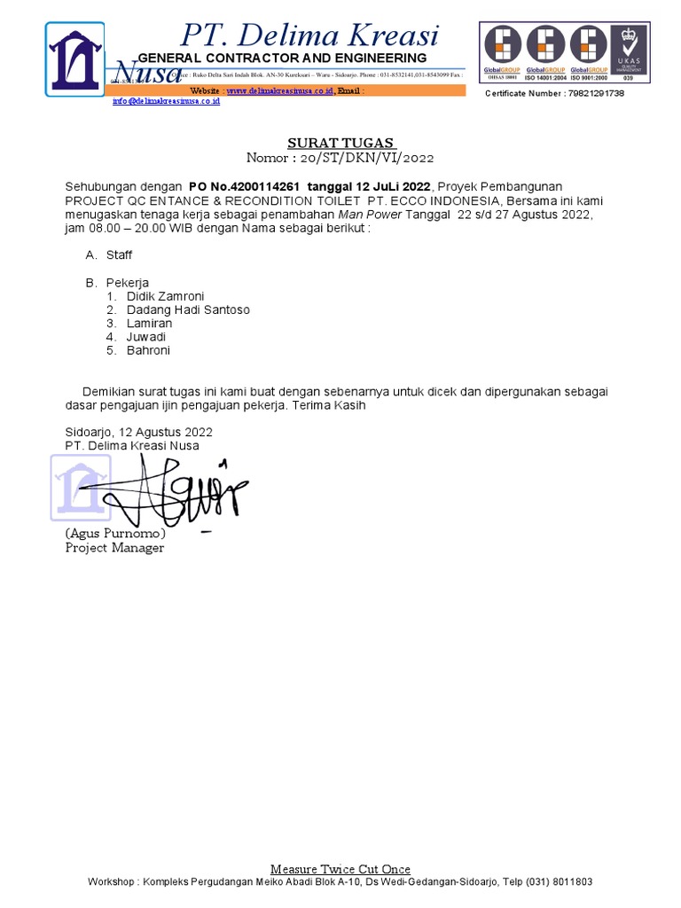 STAFF ASSIGNMENT LETTER | PDF
