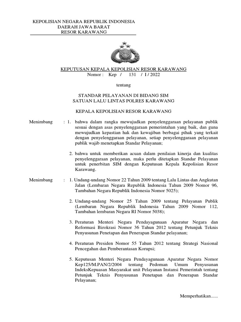 Skep Standar Pelayanan | PDF