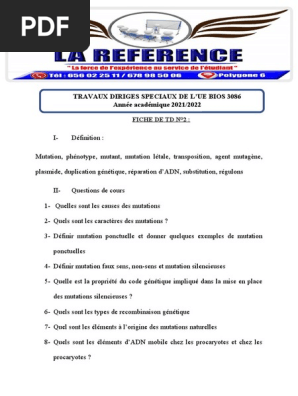 Exemple De Mutation Ponctuelle