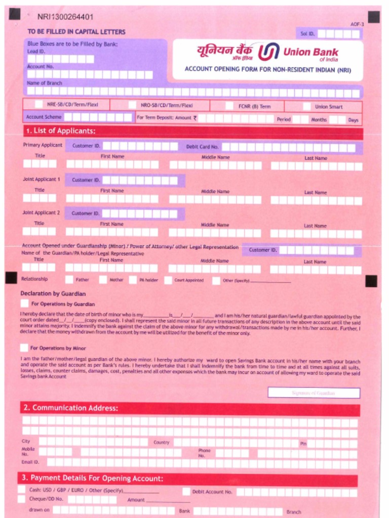 A4 Account Opening Forms Nris Pdf