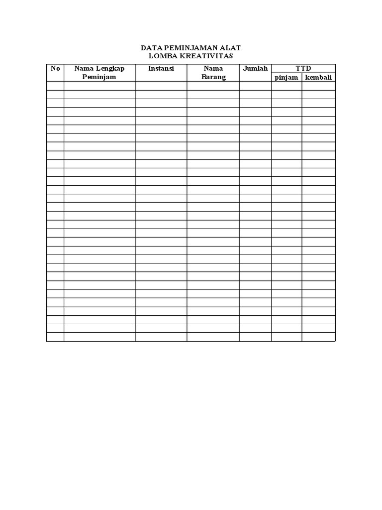 Format Peminjaman Alat | PDF