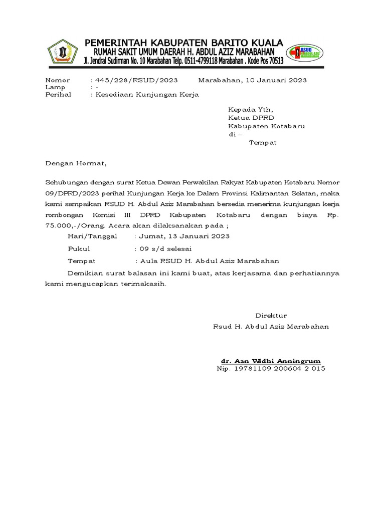 Surat Balasan Studi Banding | PDF