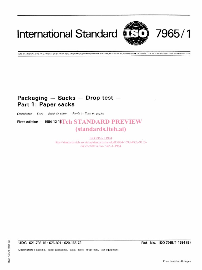 Iso 7965 1 1984 | PDF | International Organization For Standardization