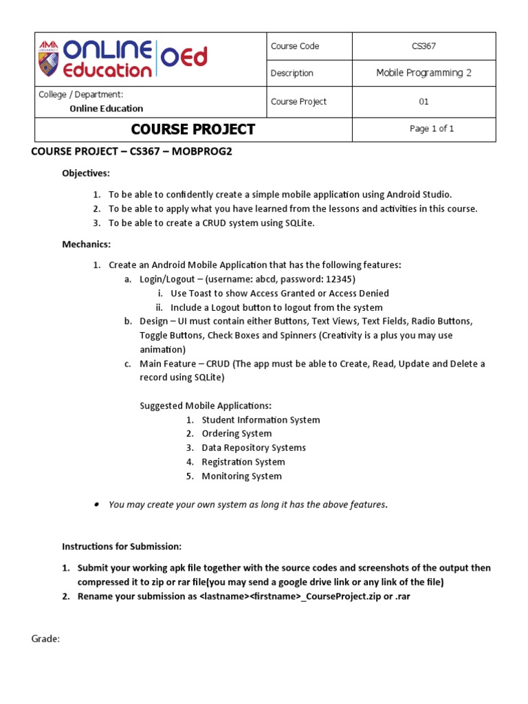 Mobile App Project for CS367 Mobile Programming 2 Course | PDF | Mobile App | Android (Operating ...