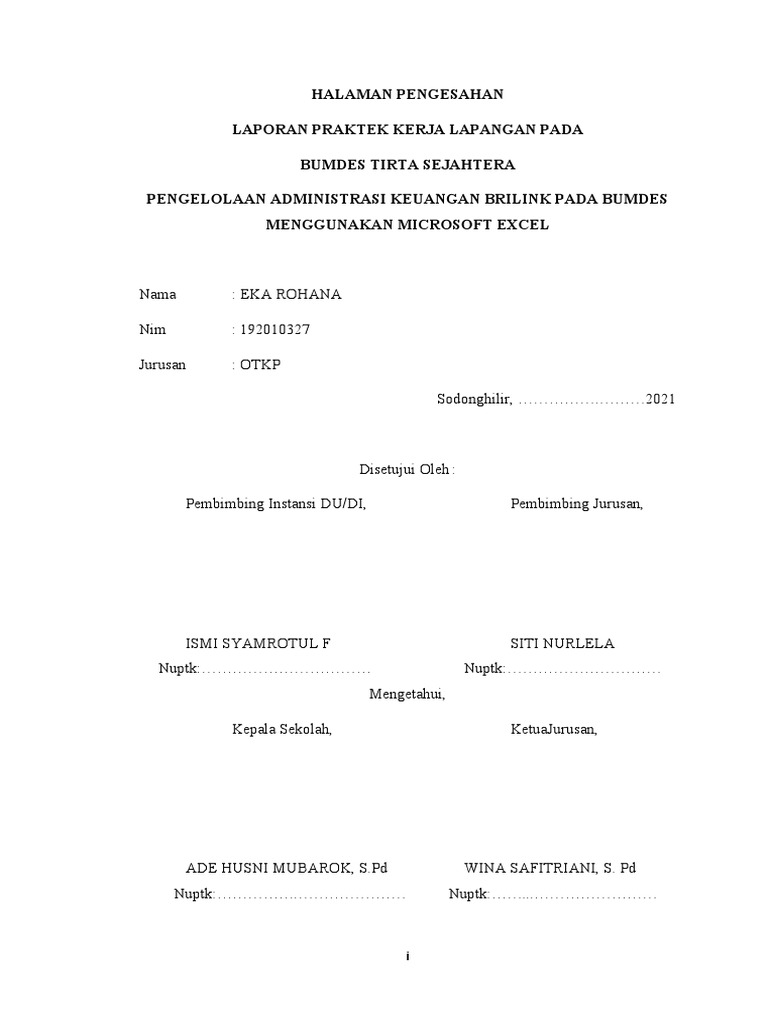 Halaman Pengesahan-Daftar Lampiran | PDF