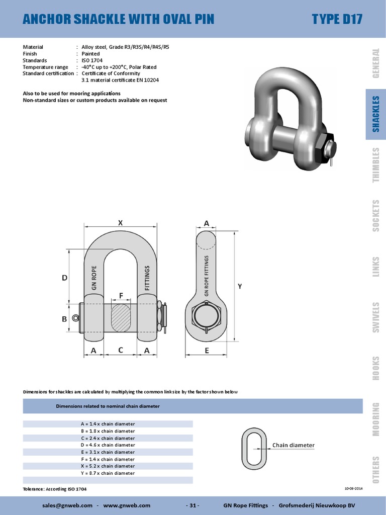 Type D17 Anchor Shackle With Oval Pin | PDF | Mechanical Engineering ...