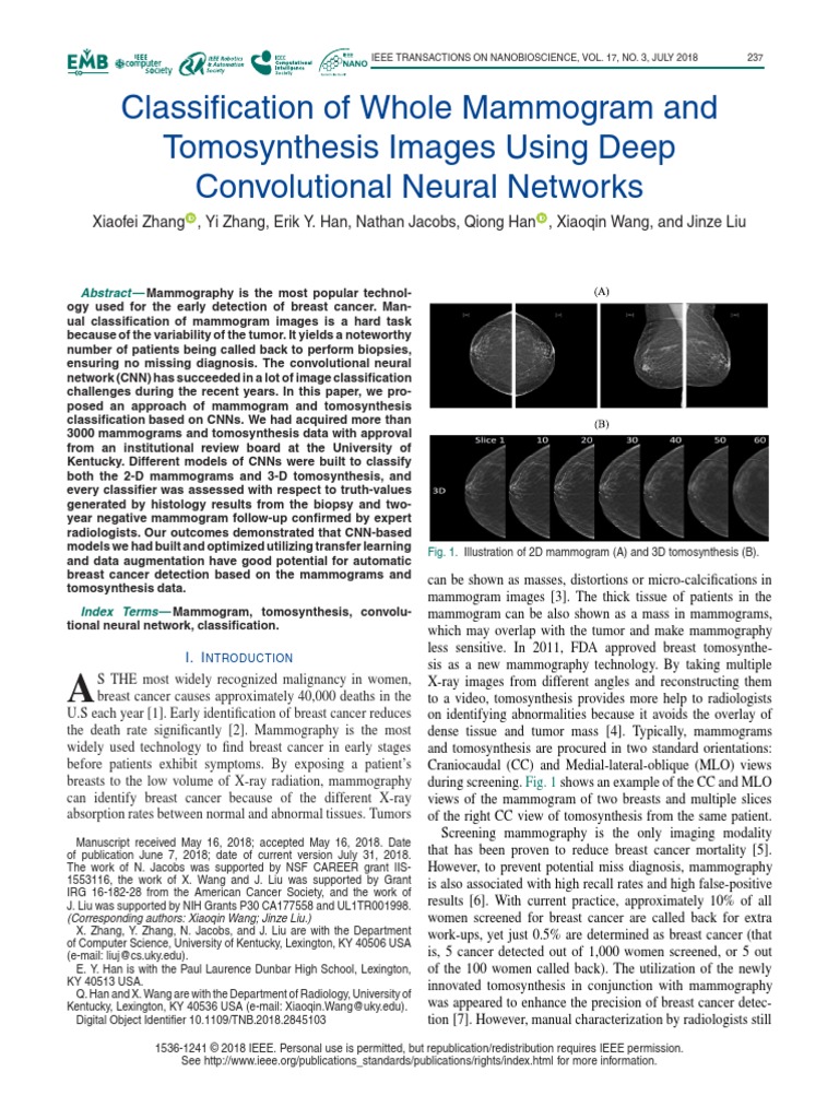 Classification of Whole Mammogram and Tomosynthesis Images Using Deep Convolutional Neural ...