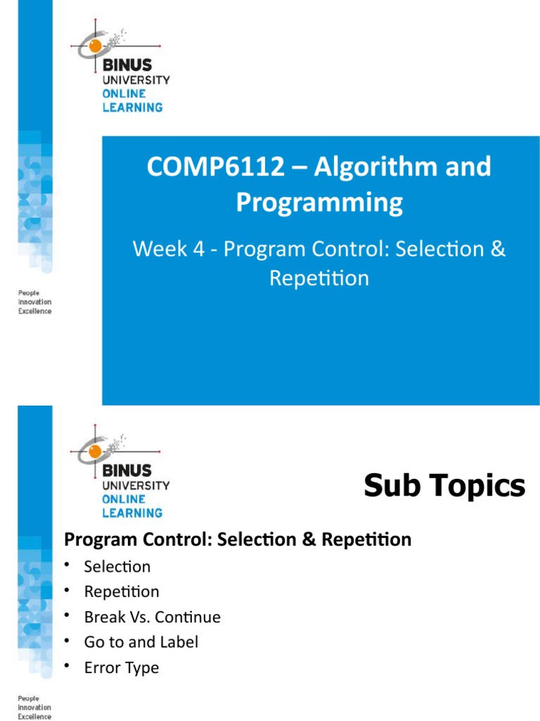 PPT4 - COMP6112 - Program Control Selection - Repetition - R0 | PDF ...