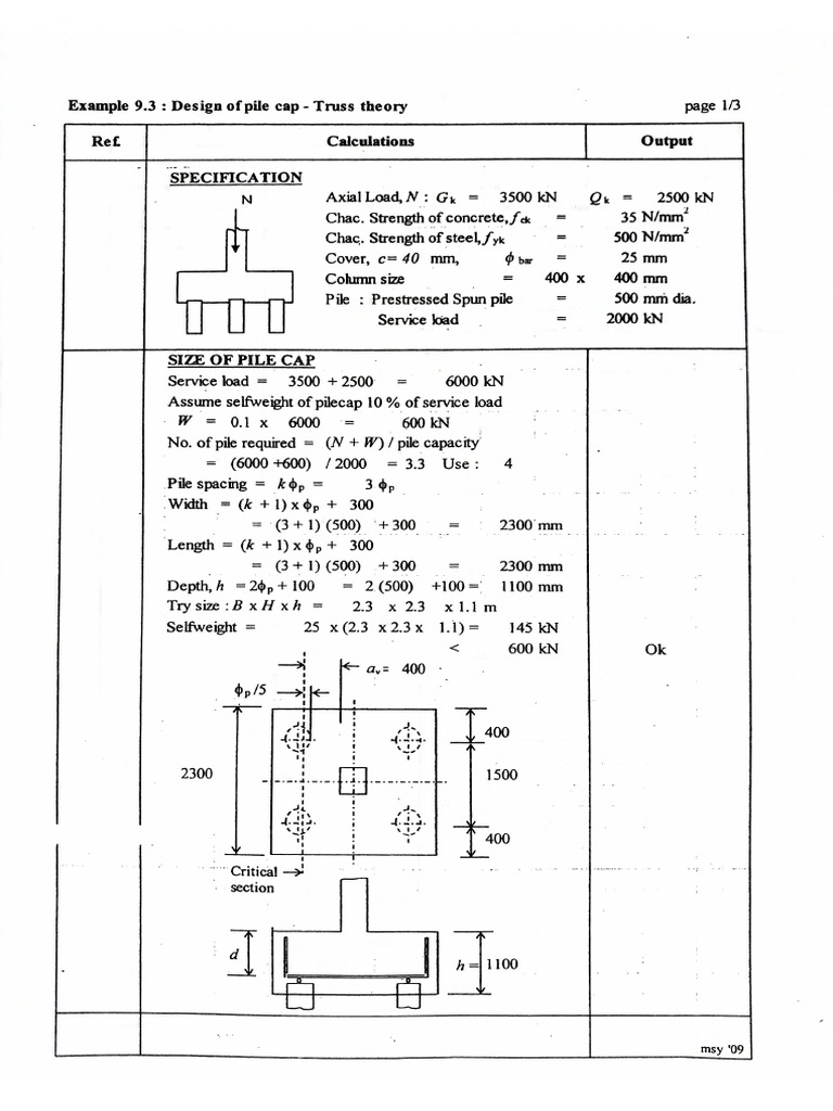 Pile Cap Truss Theory Example | PDF
