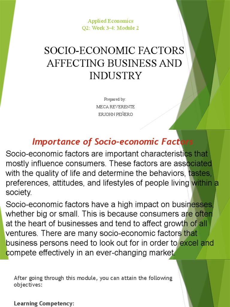 ApEc - Q2 M2 - Socio Economic Factors Affecting Business and Industry ...