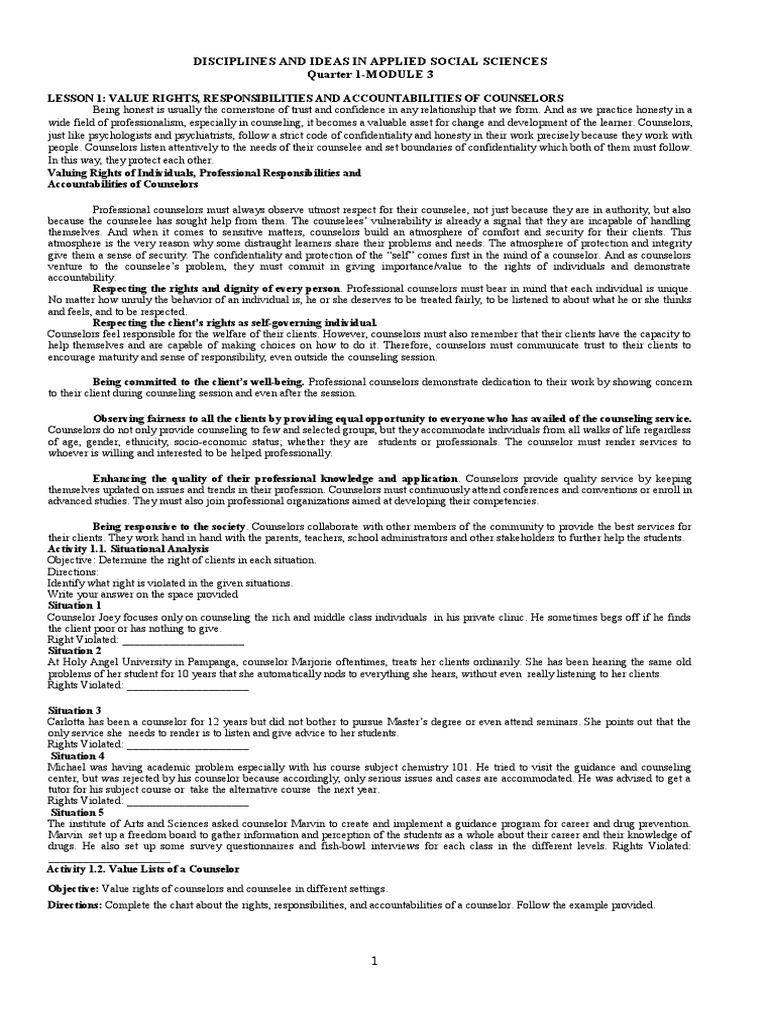 Diass Q1 Mod3 Pdf Pdf Counseling Psychology School Counselor