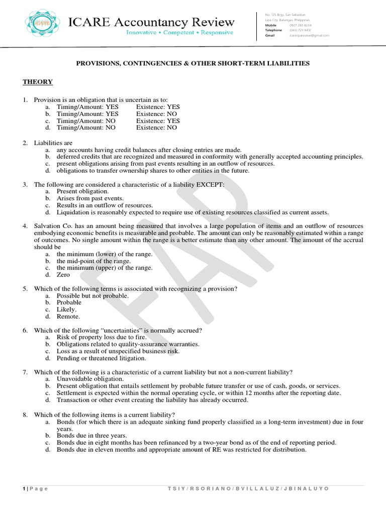 Provisions and Current Liabilities Overview | PDF | Dividend | Balance ...