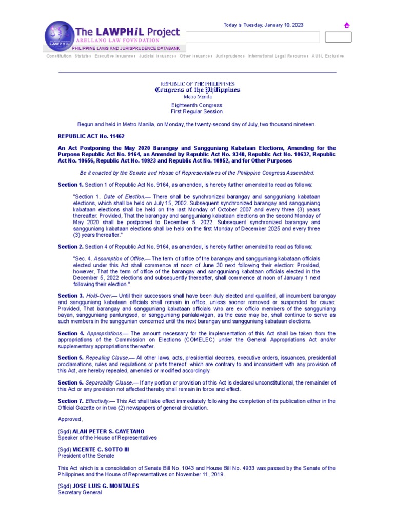 Republic Act No. 11462 | PDF | United States House Of Representatives ...