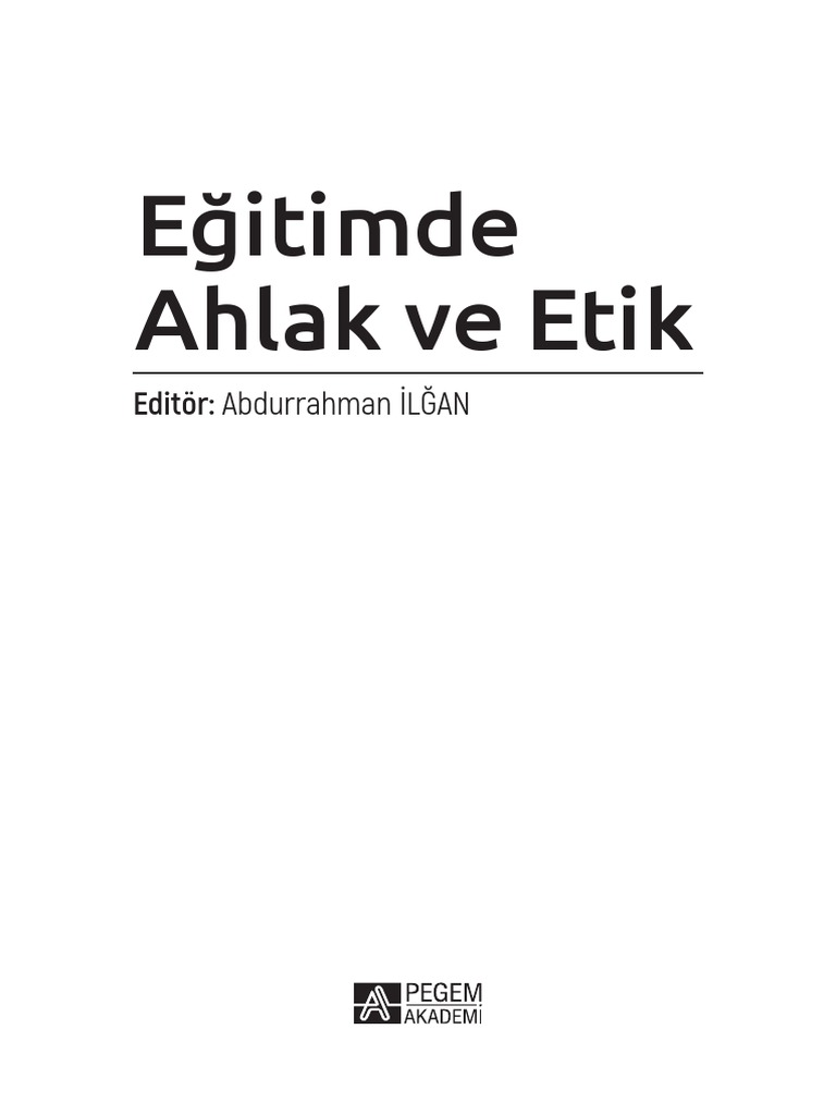 Egitimde Ahlak Ve Etik | PDF