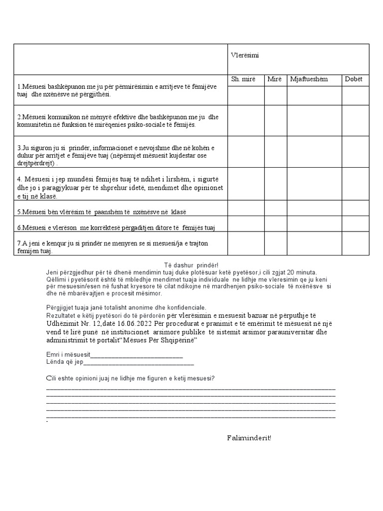 Pyetesor Per Prinderit Per | PDF