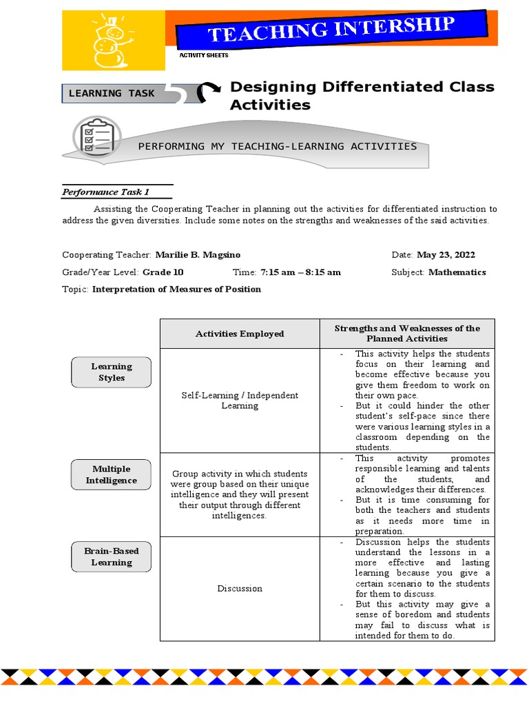 (Done) Learning Task - 05 | PDF | Learning | Differentiated Instruction
