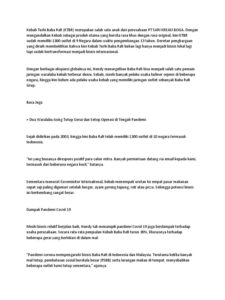 Kebab Turki Baba Rafi | PDF