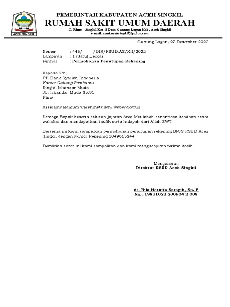 Permohonan Penutupan Rekening | PDF