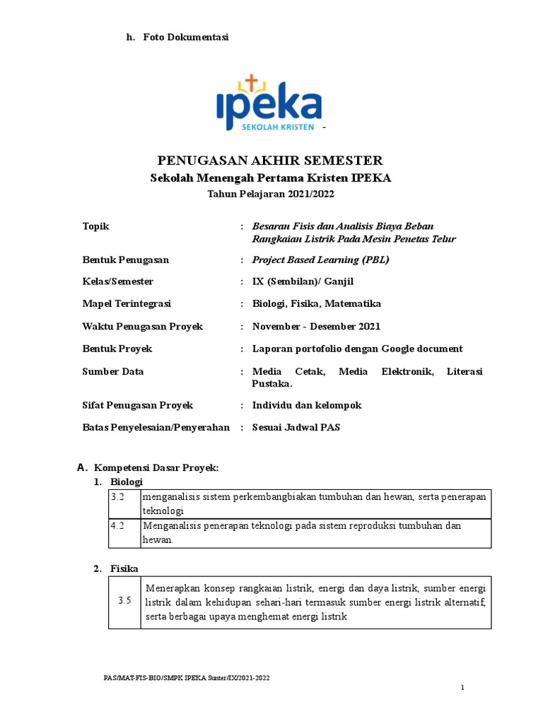 Ipeka Tomang - 9 - Listrik Dinamis - Project Rangkaian Penetas Telur (Project) | PDF