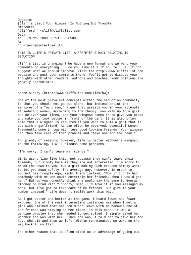 (Cliff's List) Your Wingman Is Nothing But Trouble | PDF