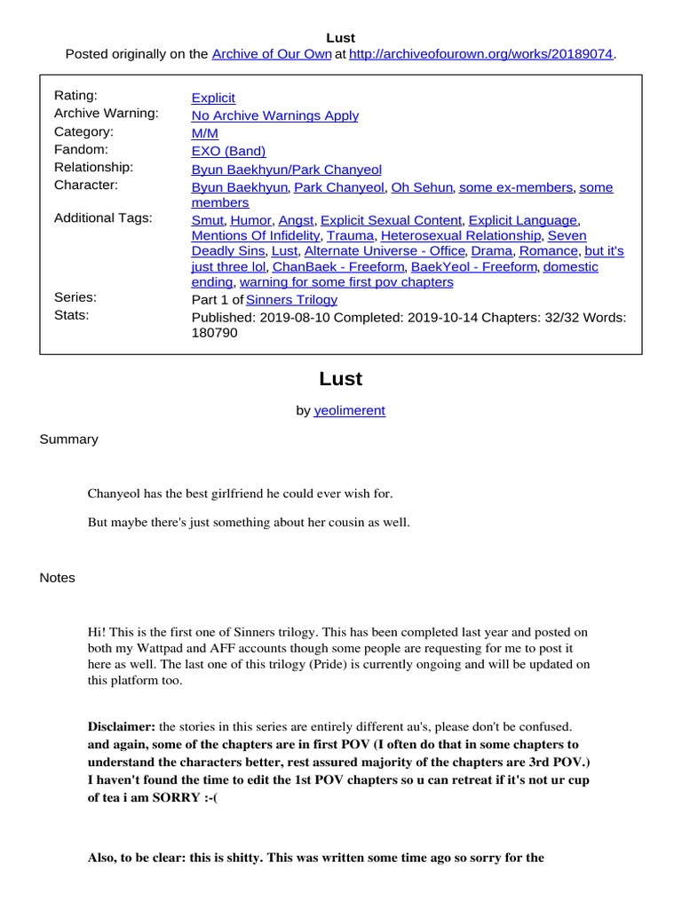 Lust by Yeolimerent | PDF