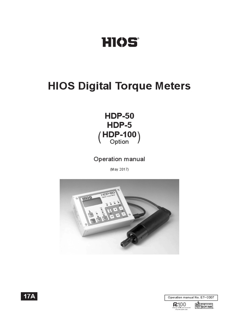 Gaya - Torque HIOS HDP-Operation-Manual | PDF | Electrical Connector ...