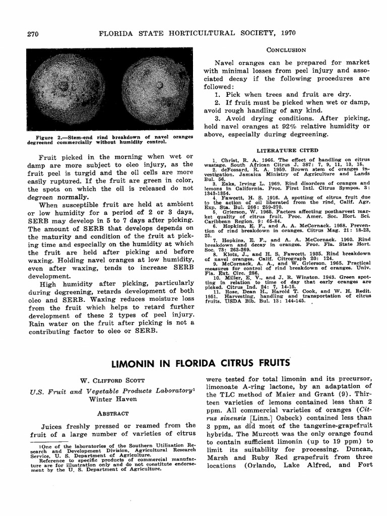 Florida citrus study examines limonin levels | PDF | Orange (Fruit ...
