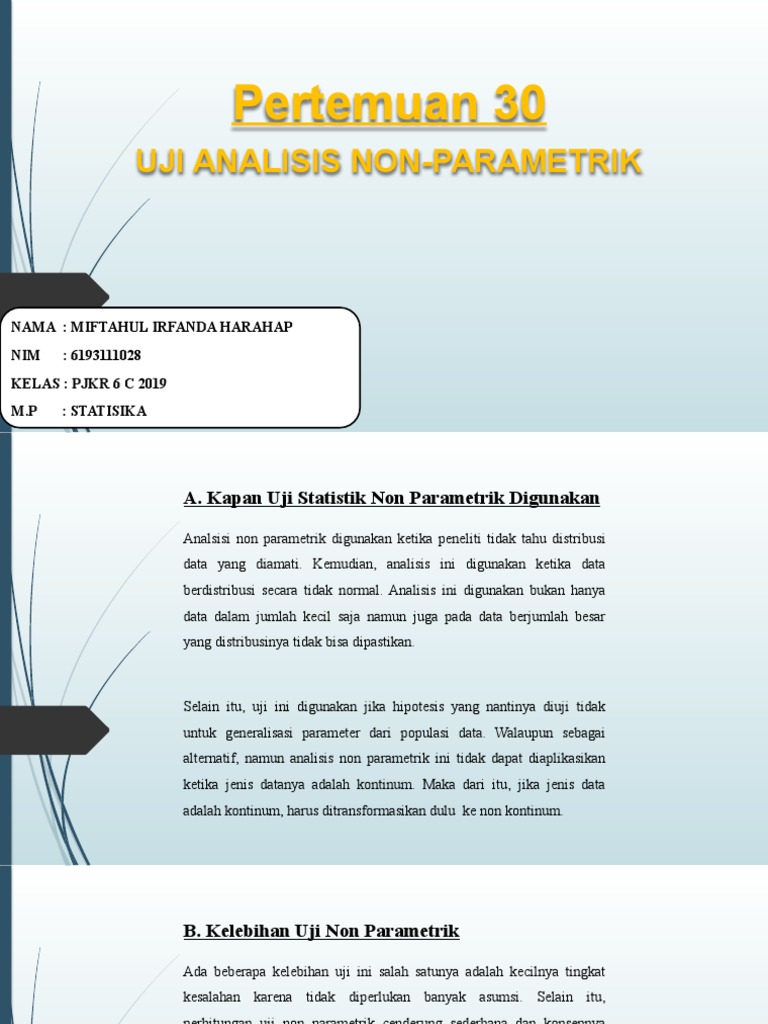 Pertemuan 30 Uji Analisis Non-Parametrik-Miftahul Irfanda Harahap | PDF
