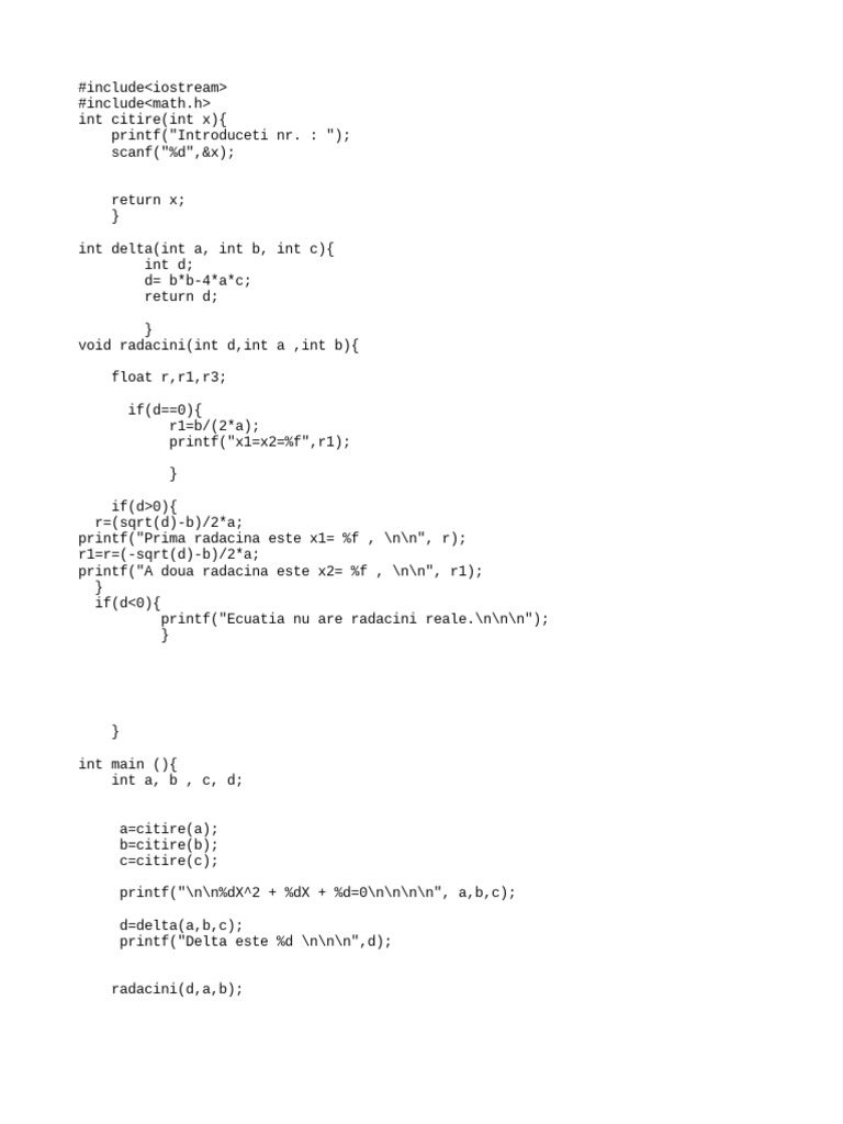 Problema 1, Ecuatia de Grad 2 | PDF