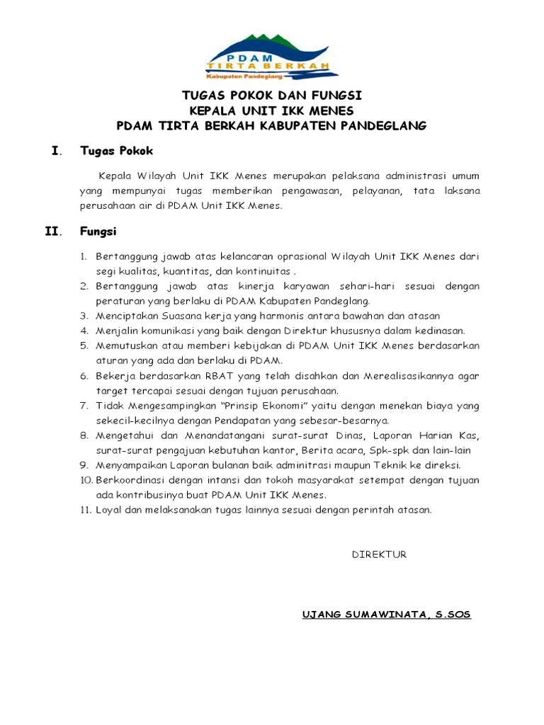 Tugas Kepala Unit IKK Menes | PDF