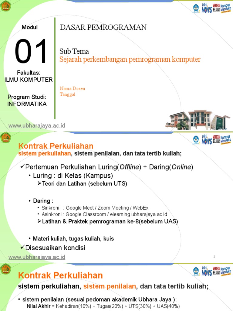 Modul 1. Sejarah Perkembangan Pemrograman Komputer | PDF