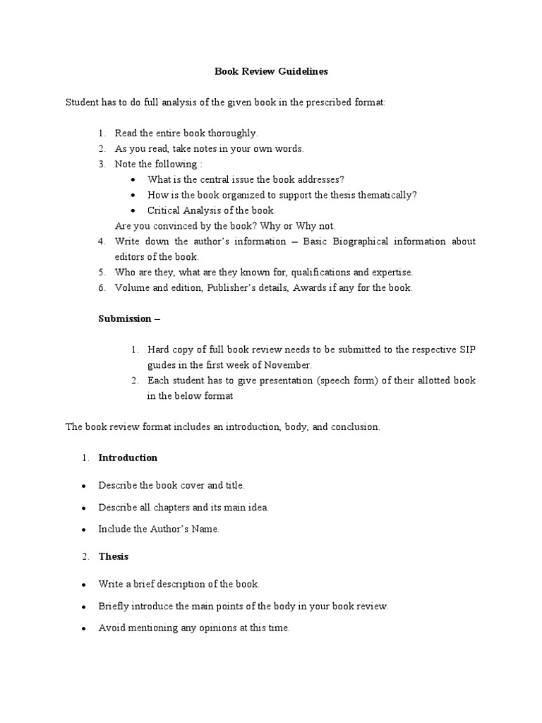 Book Review Guidelines | PDF